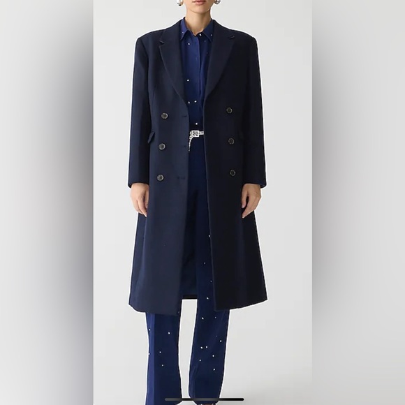 J. Crew | Jackets & Coats | J Crew Navy Doublebreasted Long Coat ...